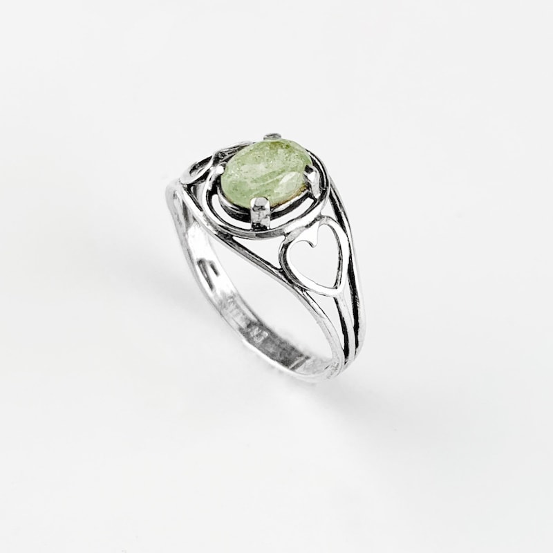 Green Silver Ring - Etsy