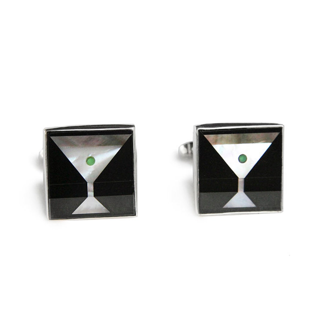 Martini Cufflinks in Sterling Silver, Bartender Cufflinks, Fathers Day ...