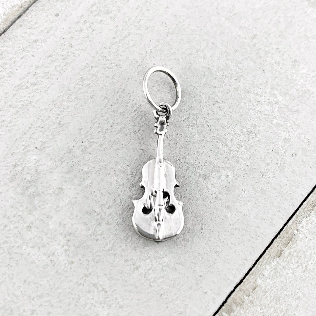 Tiny Violin Charm in Sterling Silver, Miniature Violin Charm Pendant in ...