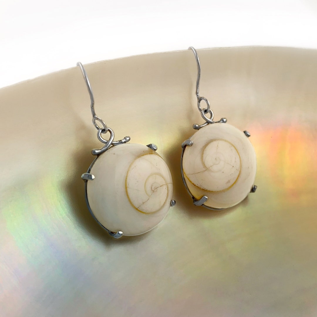 Snail Shell Earrings, Shiva Eye Shell Earrings in Sterling Silver ...