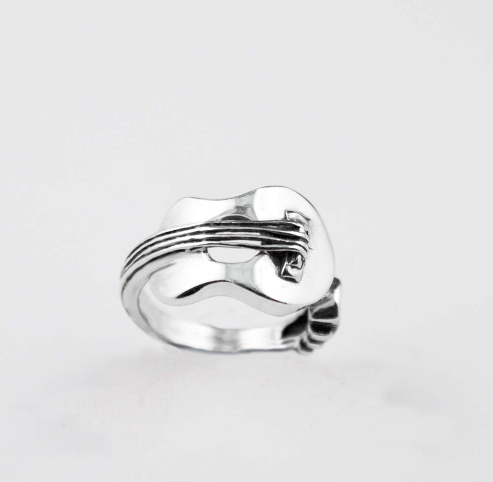 Adjustable Guitar Ring in Sterling Silver Bass Guitar - Etsy
