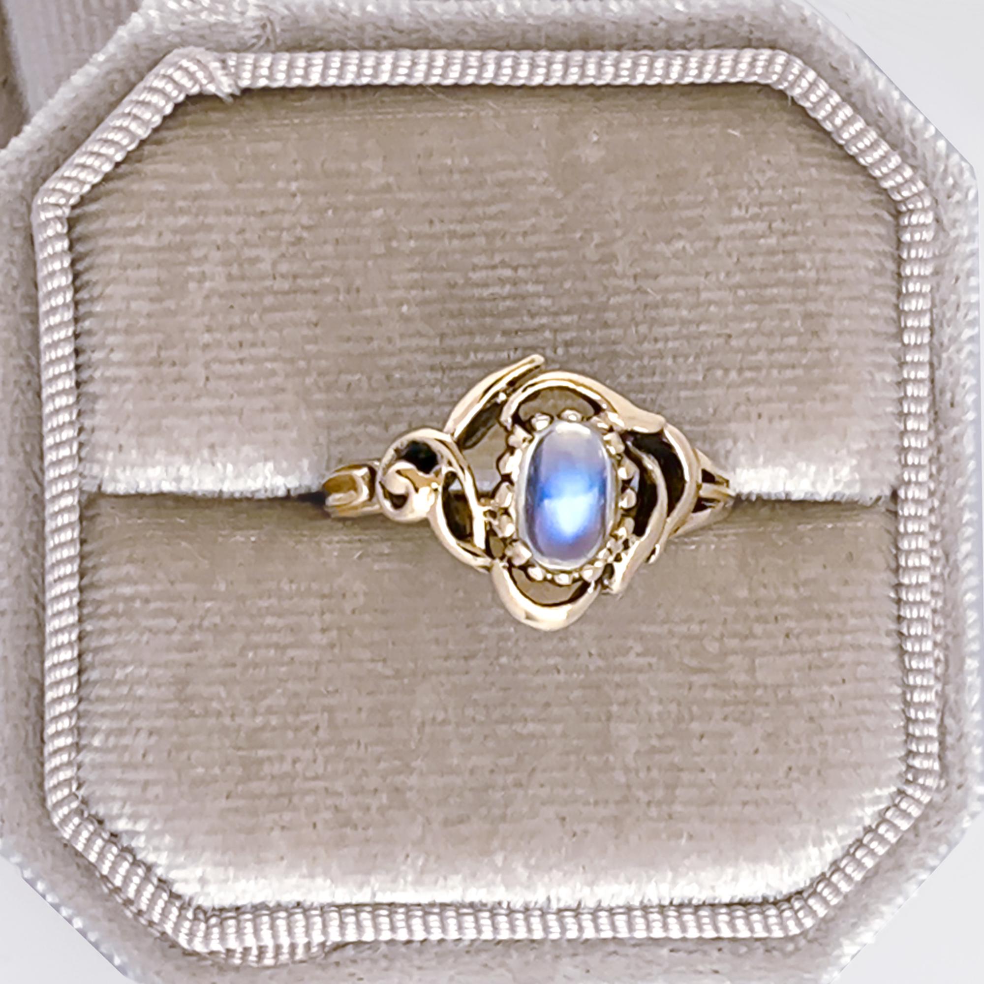 Antique Art Nouveau Ceylon Blue Moonstone 14k Gold Ring - Etsy