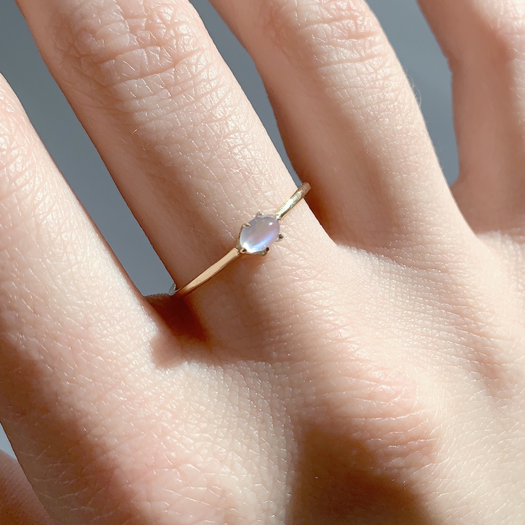 Dainty Antique Ceylon Blue Moonstone 10k Gold Ring - Etsy
