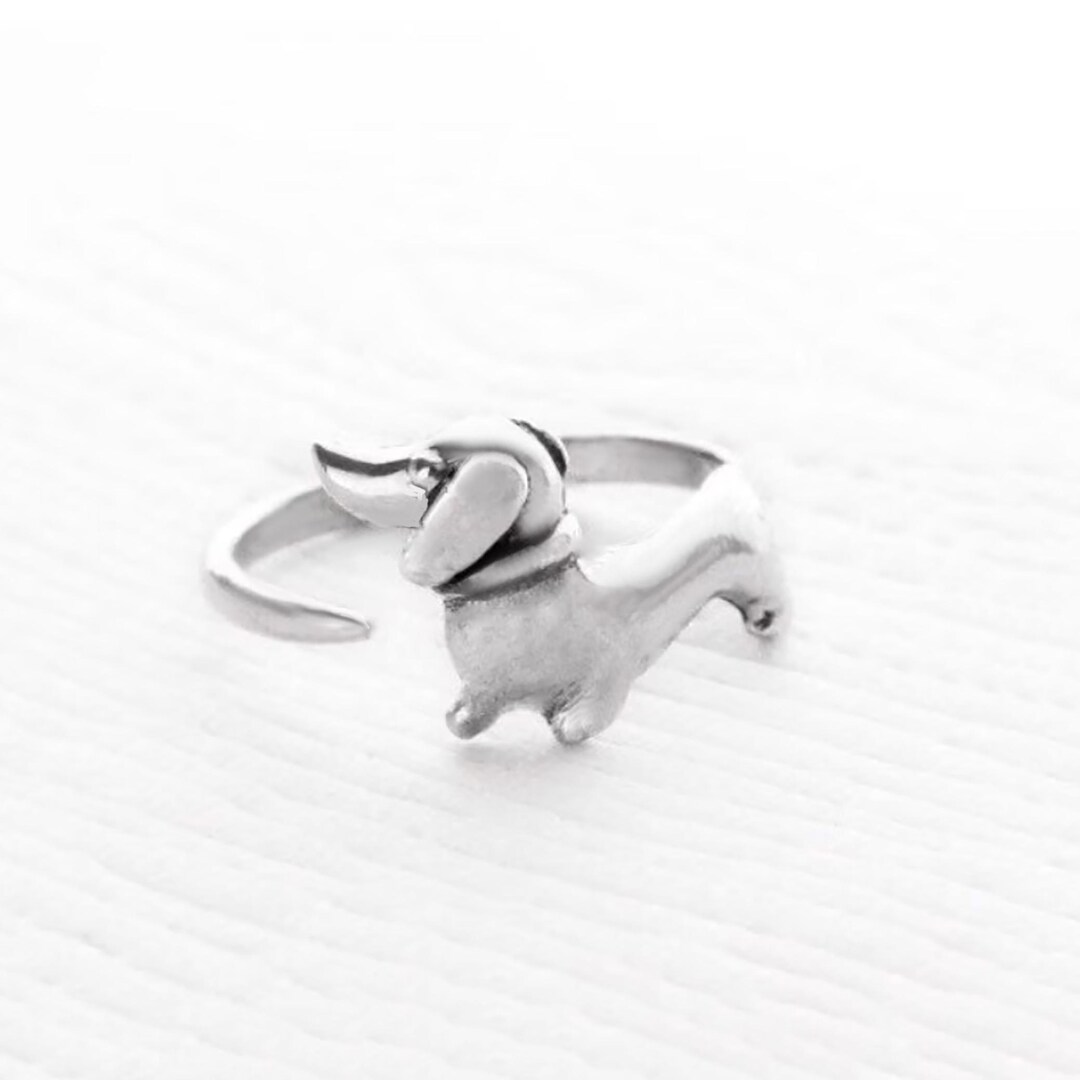 Cute Adjustable Dachshund Hound Dog Sterling Silver Ring, Adjustable ...