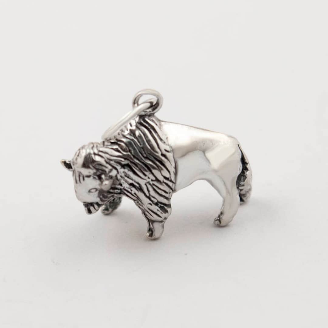Bison Charm Pendant in Sterling Silver, Buffalo Charm Pendant in ...