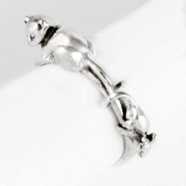 Cat and Mouse Sterling Silver Ring Movable Ring Spinning | Etsy