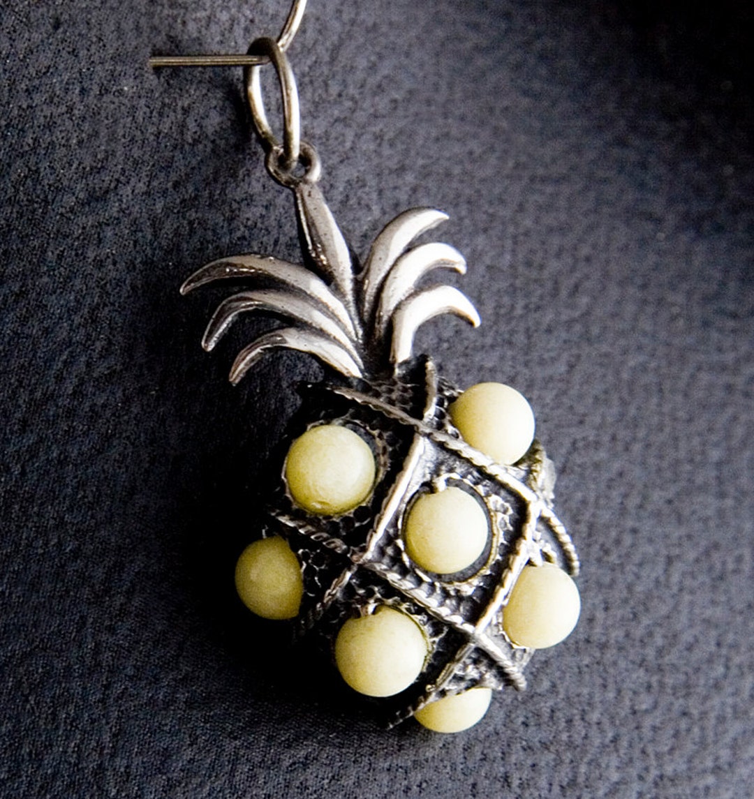Studded Pineapple Sterling Silver Pendant - Etsy