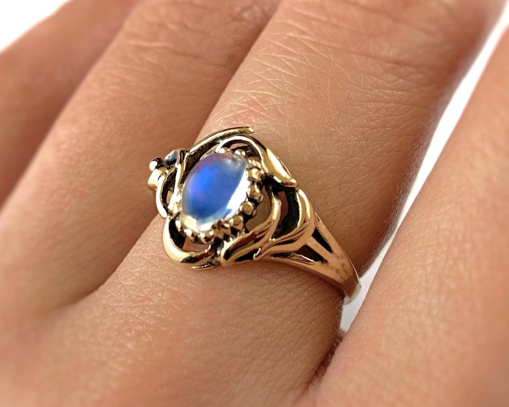 Antique Art Nouveau Ceylon Blue Moonstone 14k Gold Ring - Etsy