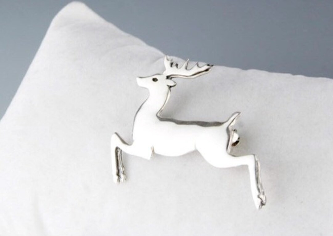 Reindeer Sterling Silver Pin Running Reindeer Pin in Sterling - Etsy