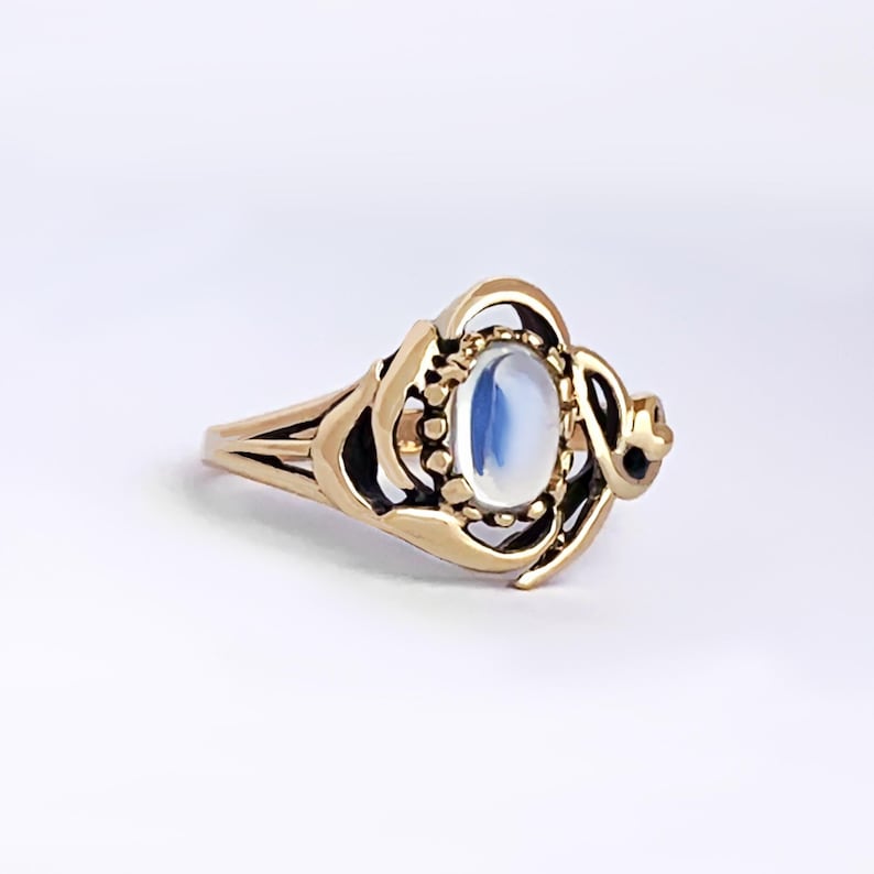 Antique Art Nouveau Ceylon Blue Moonstone 14k Gold Ring - Etsy