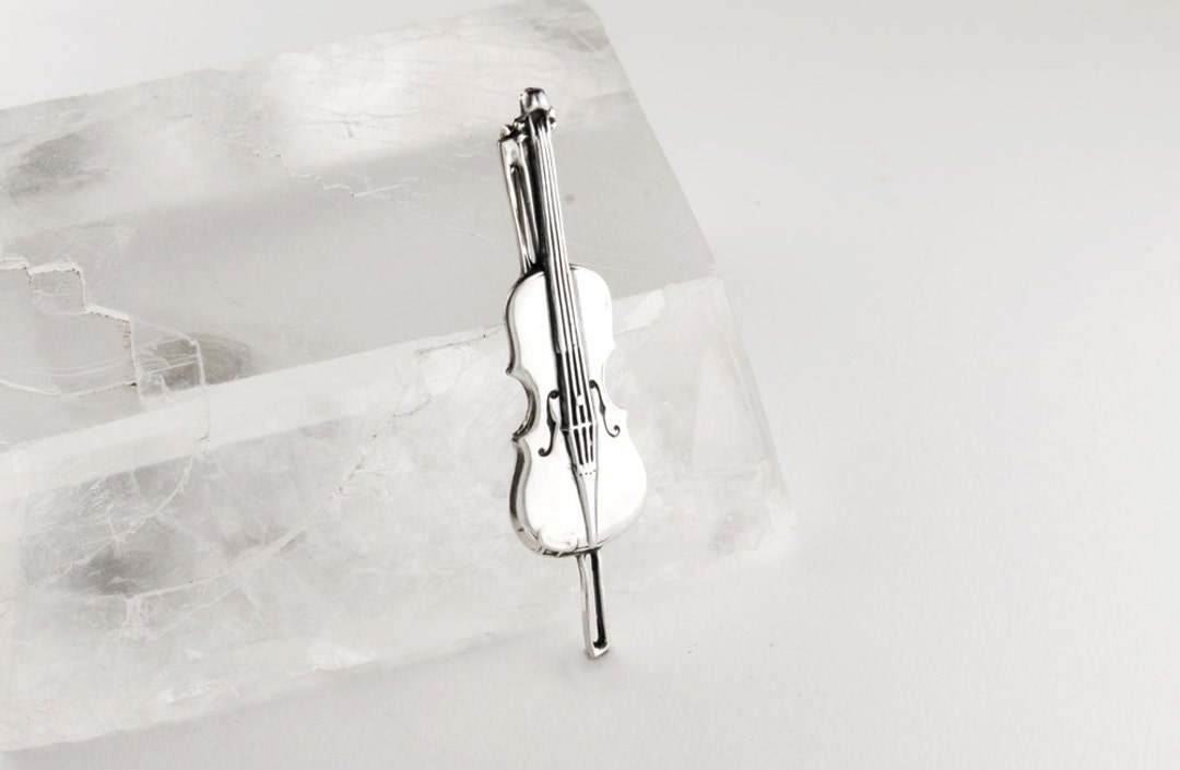 Violin Sterling Silver Brooch, Violin Pin, Silver Violin Brooch, Fiddle ...