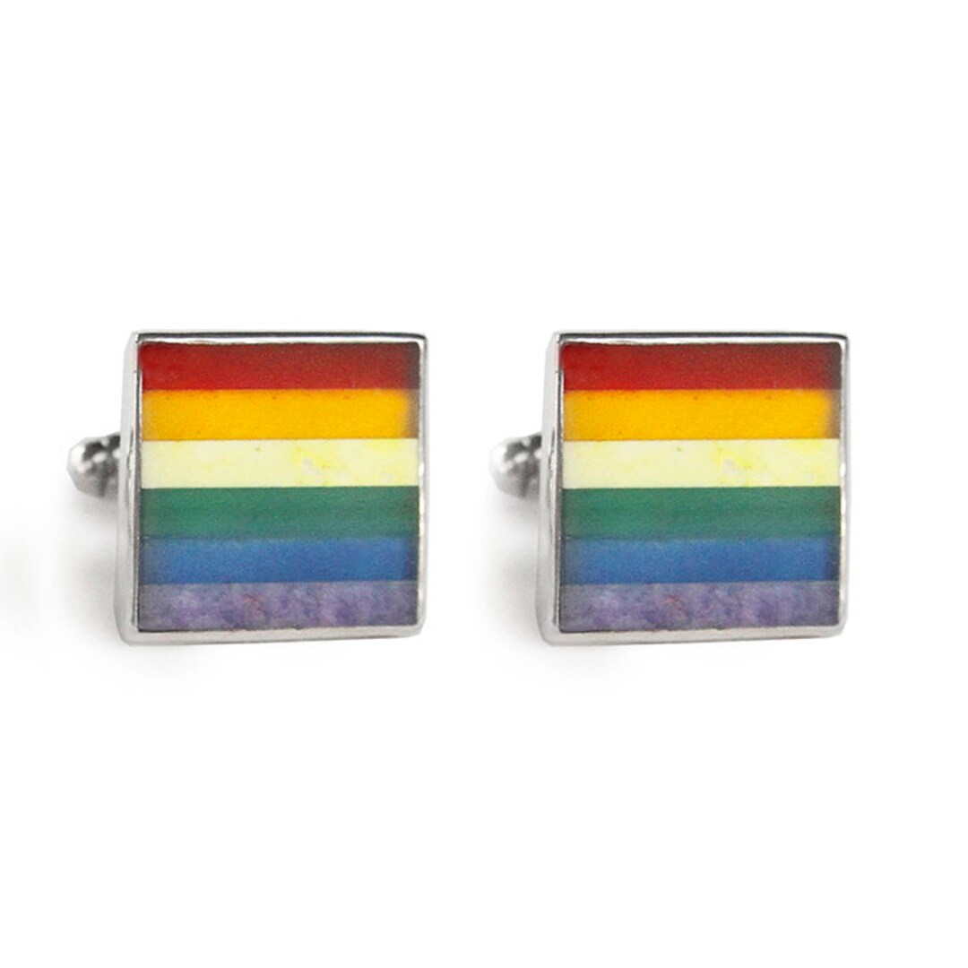 Rainbow Cufflinks in Sterling Silver, LGBTQ Pride Cufflinks, Gemstone ...