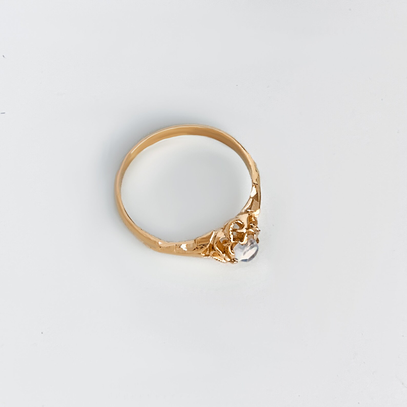 Ceylon Blue Moonstone 10k Gold Ring: Antique Victorian Buttercup Flower ...