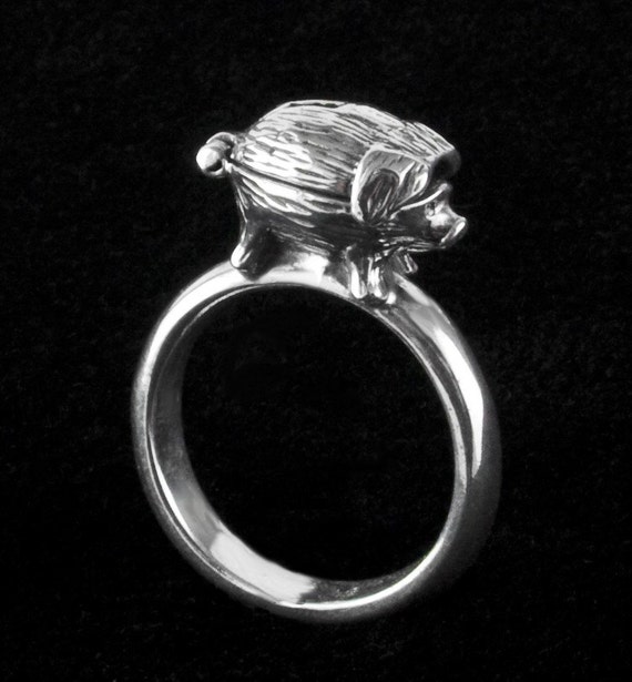 Piggy Bank Ring in Sterling Silver Open and Close Piggy Bank | Etsy