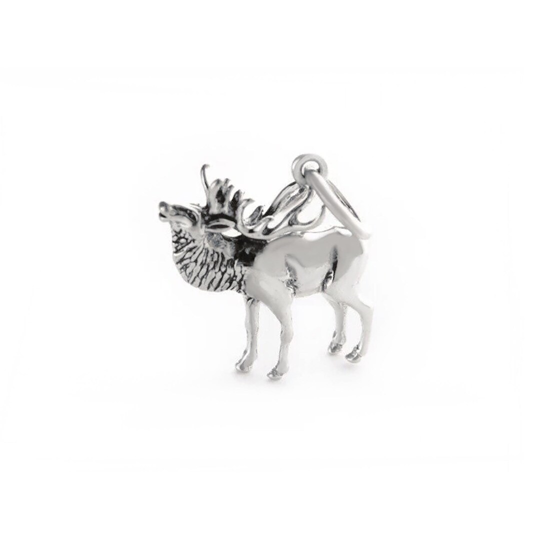 Majestic Elk Sterling Silver Charm, Elk Pendant, Realistic Animal Charm ...