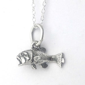 Little Largemouth Bass Fish Sterling Silver Charm, Bass Pendant, Fish ...
