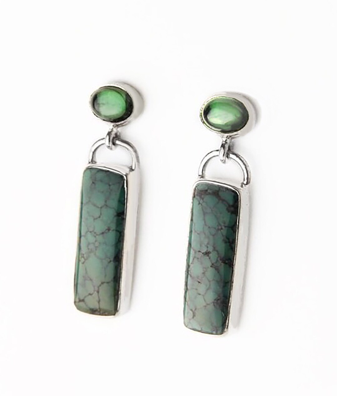 Art Deco Turquoise Bar Earrings, Retro Vintage Mod Turquoise and Green ...