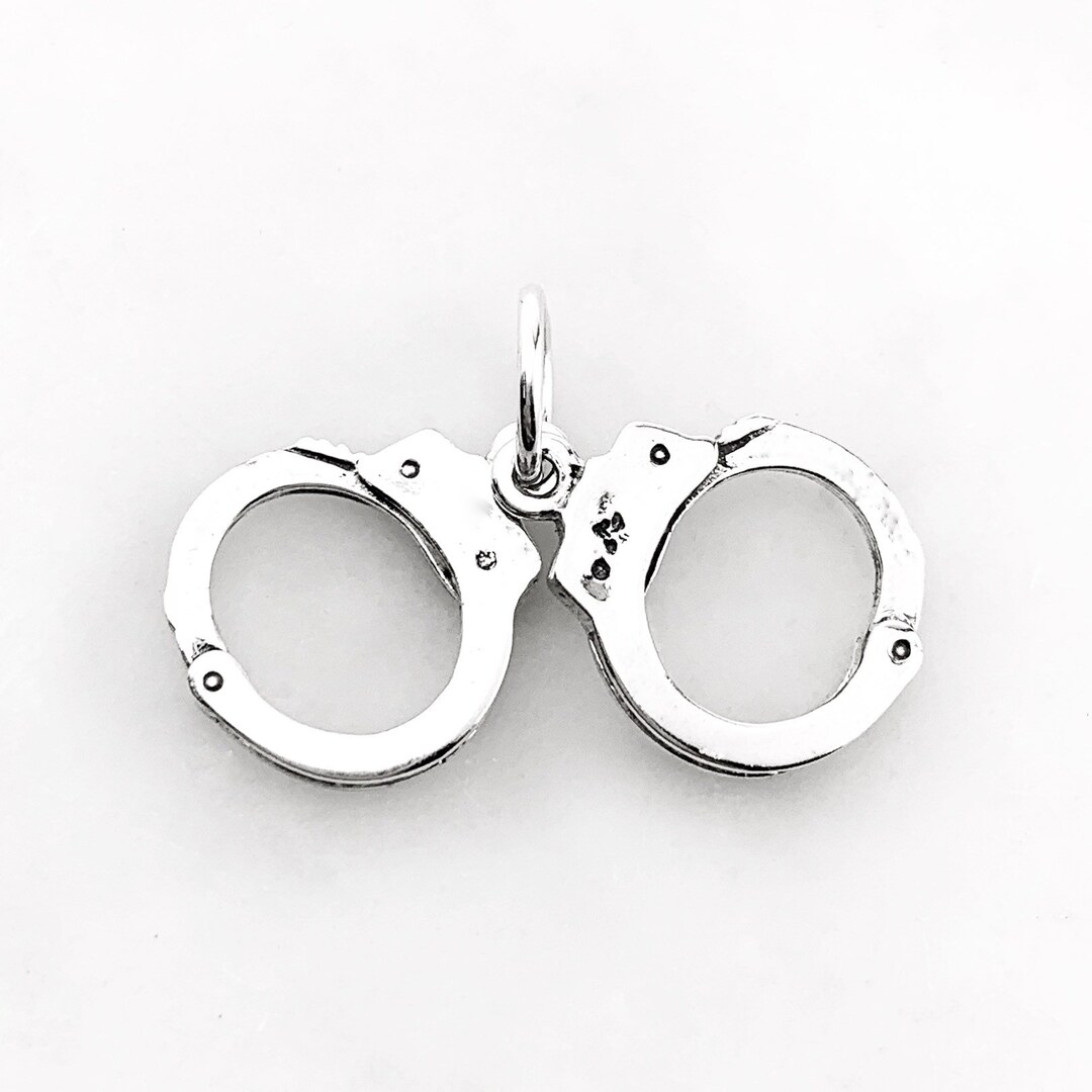 Sterling Silver Handcuff Charm: Realistic Miniature Design - Etsy