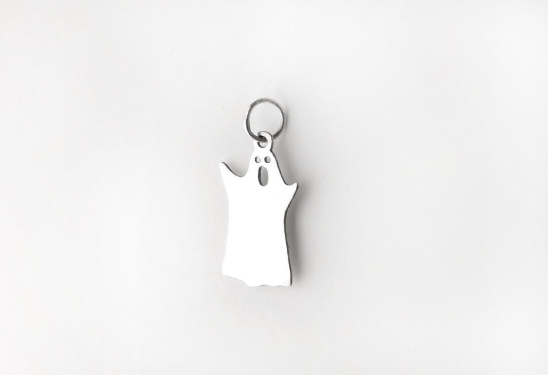 Halloween Ghost Sterling Silver Charm, Silver Ghost Charm Pendant ...