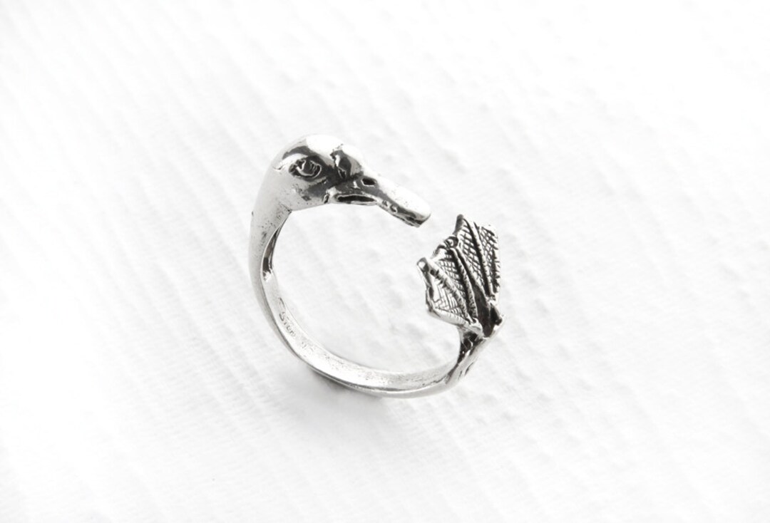 Swan Adjustable Sterling Silver Ring, Swan Ring, Adjustable Ring ...