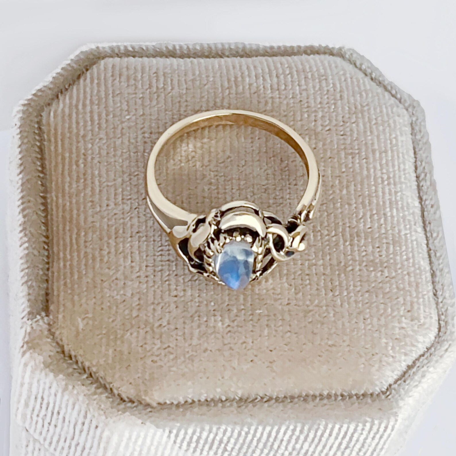 Antique Art Nouveau Ceylon Blue Moonstone 14k Gold Ring - Etsy