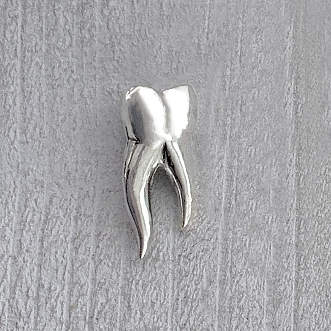 Tooth Sterling Silver Tack, Tooth Tie Tack, Silver Tooth Pin, Molar Pin ...