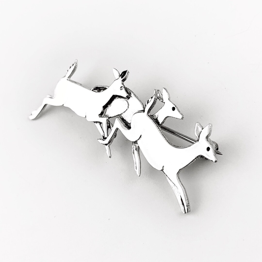 Running Deer Sterling Silver Pin Brooch - Etsy