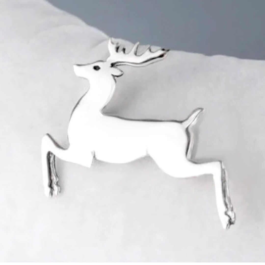 Reindeer Sterling Silver Pin, Running Reindeer Pin in Sterling Silver ...