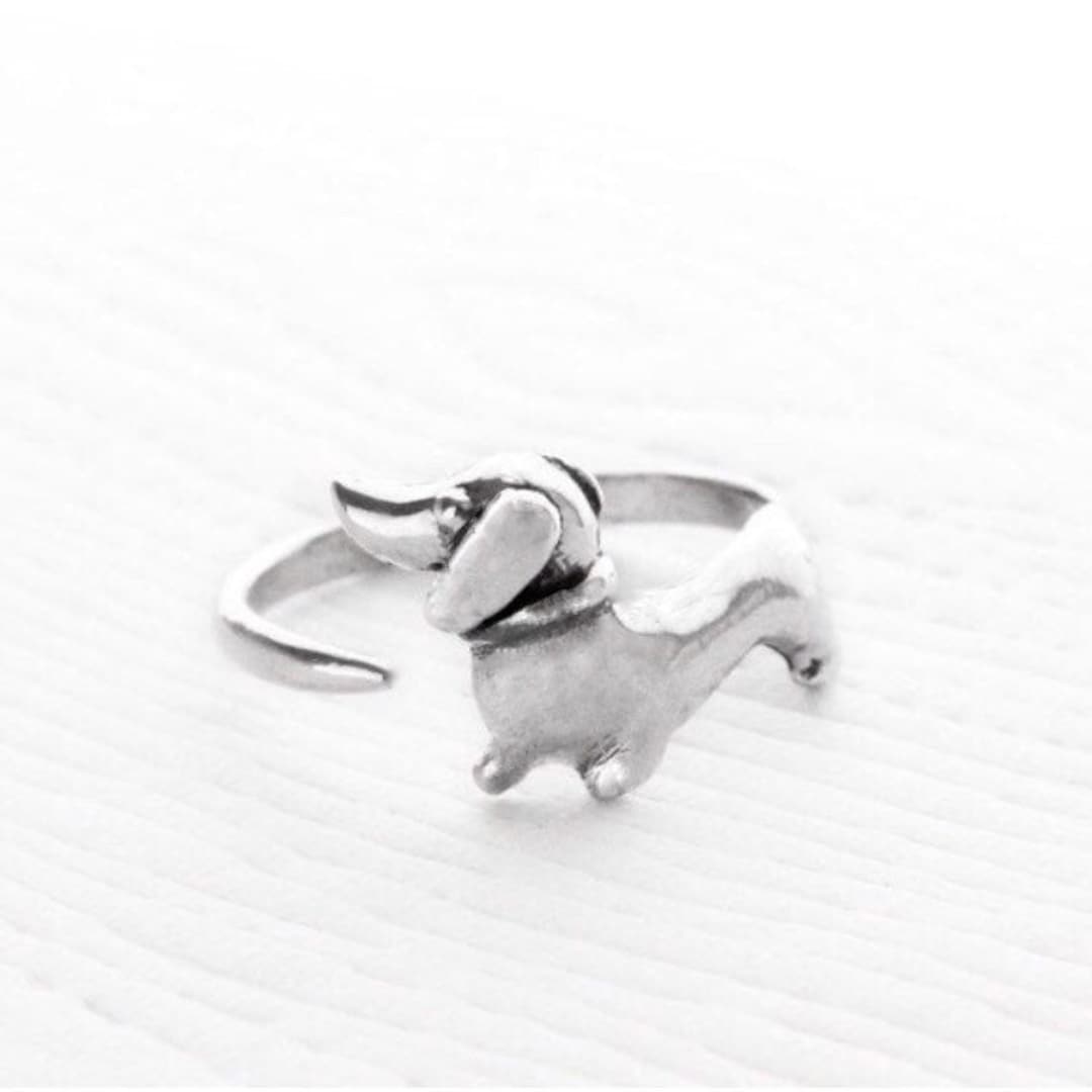 Cute Adjustable Dachshund Hound Dog Sterling Silver Ring, Adjustable ...