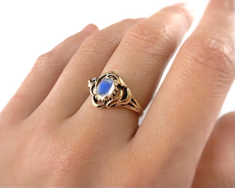 Antique Art Nouveau Ceylon Blue Moonstone 14k Gold Ring - Etsy