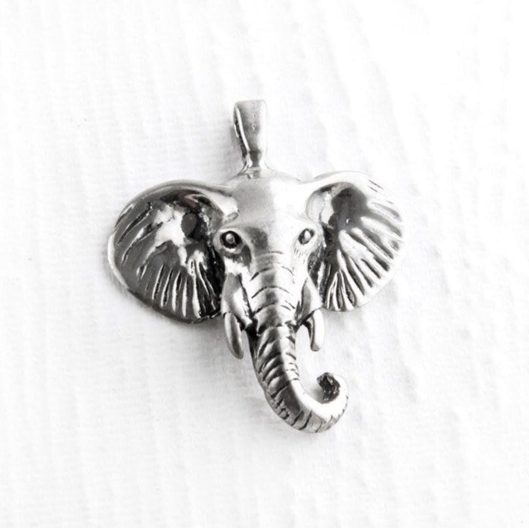Vintage Elephant Head Sterling Silver Pendant - Etsy