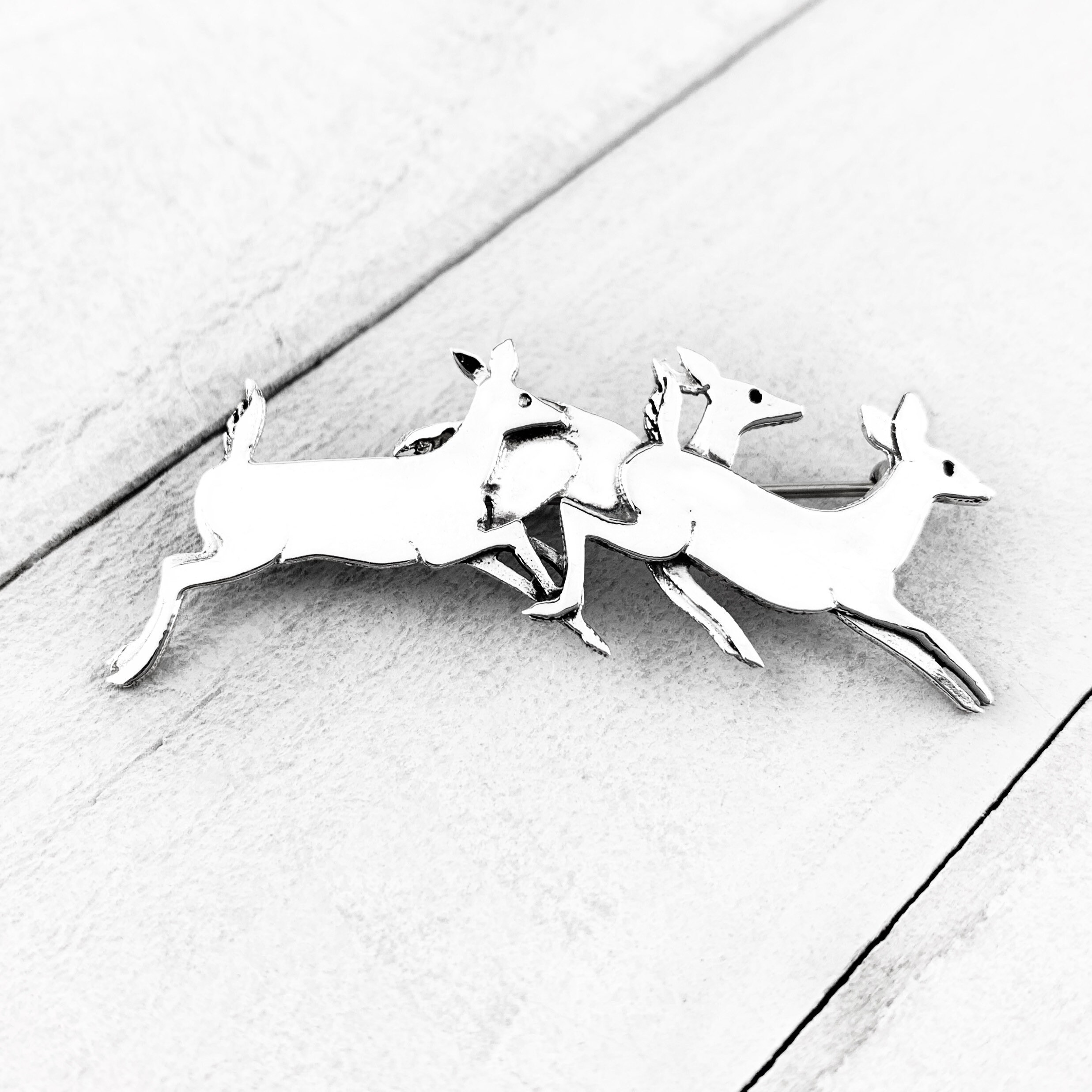 Running Deer Sterling Silver Pin Brooch - Etsy