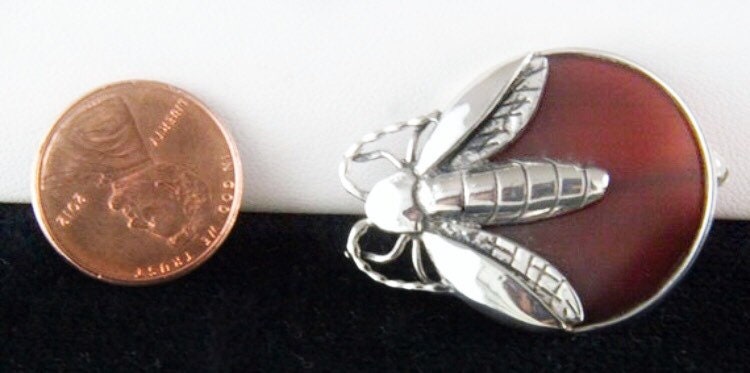 Firefly Pin in Sterling Silver and Carnelian | Etsy