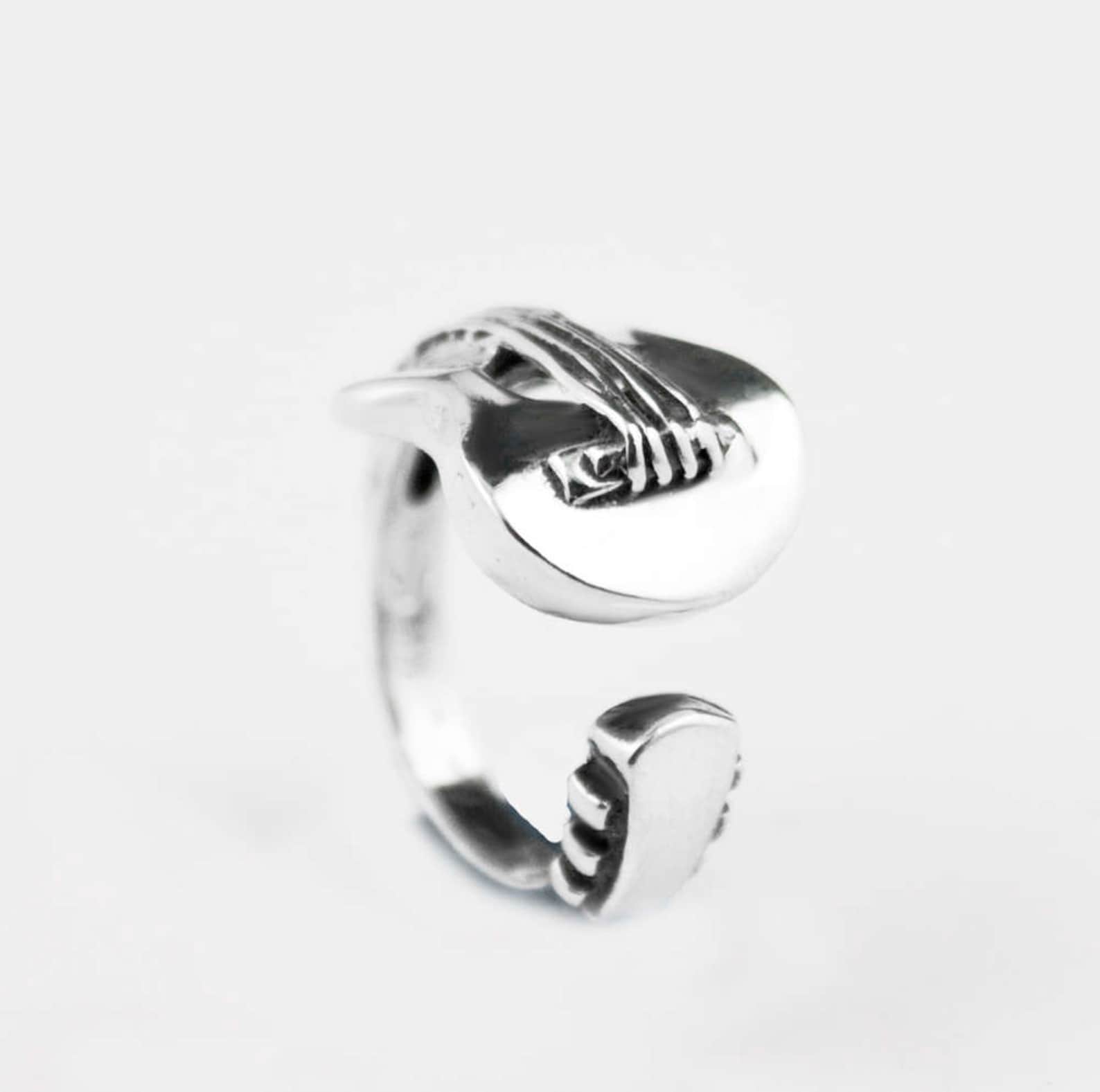 Adjustable Guitar Ring in Sterling Silver Bass Guitar - Etsy