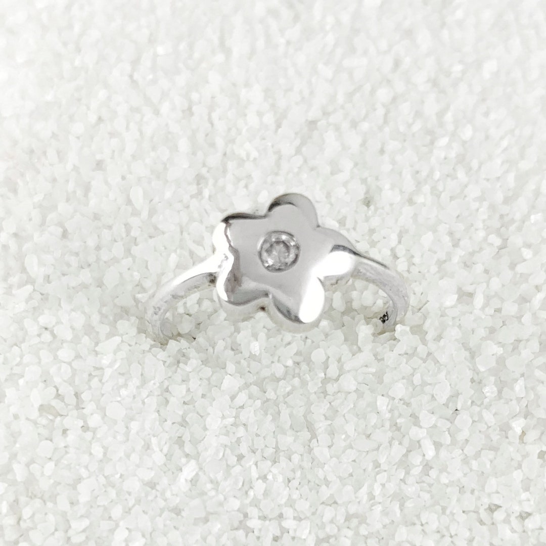 Simple Flower Ring in Sterling Silver, CZ Flower Ring in Sterling ...