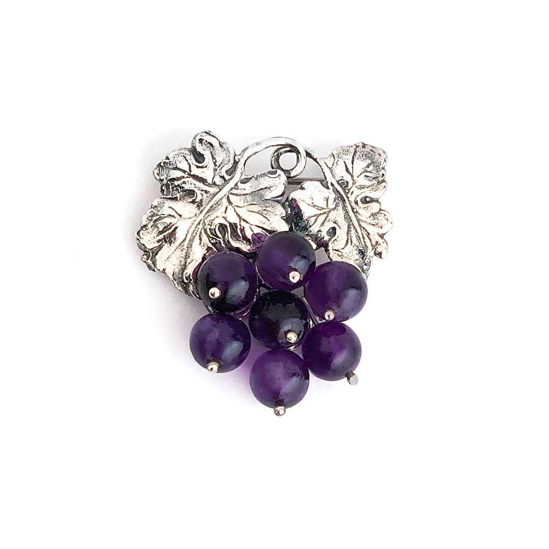Amethyst Grape Brooch: Sterling Silver Grapevine Pin - Etsy