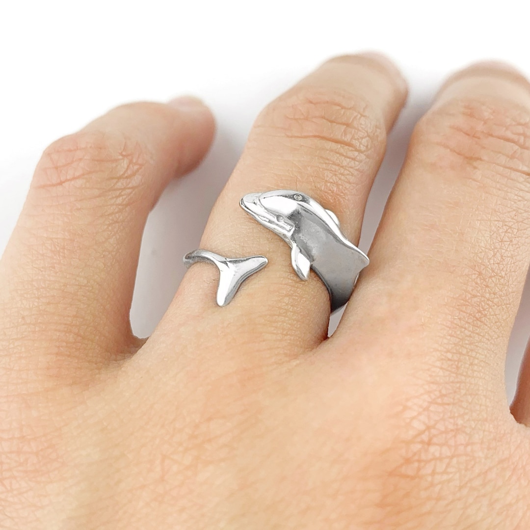 Adjustable Dolphin Ring in Sterling Silver, Bottlenose Dolphin Ring in ...