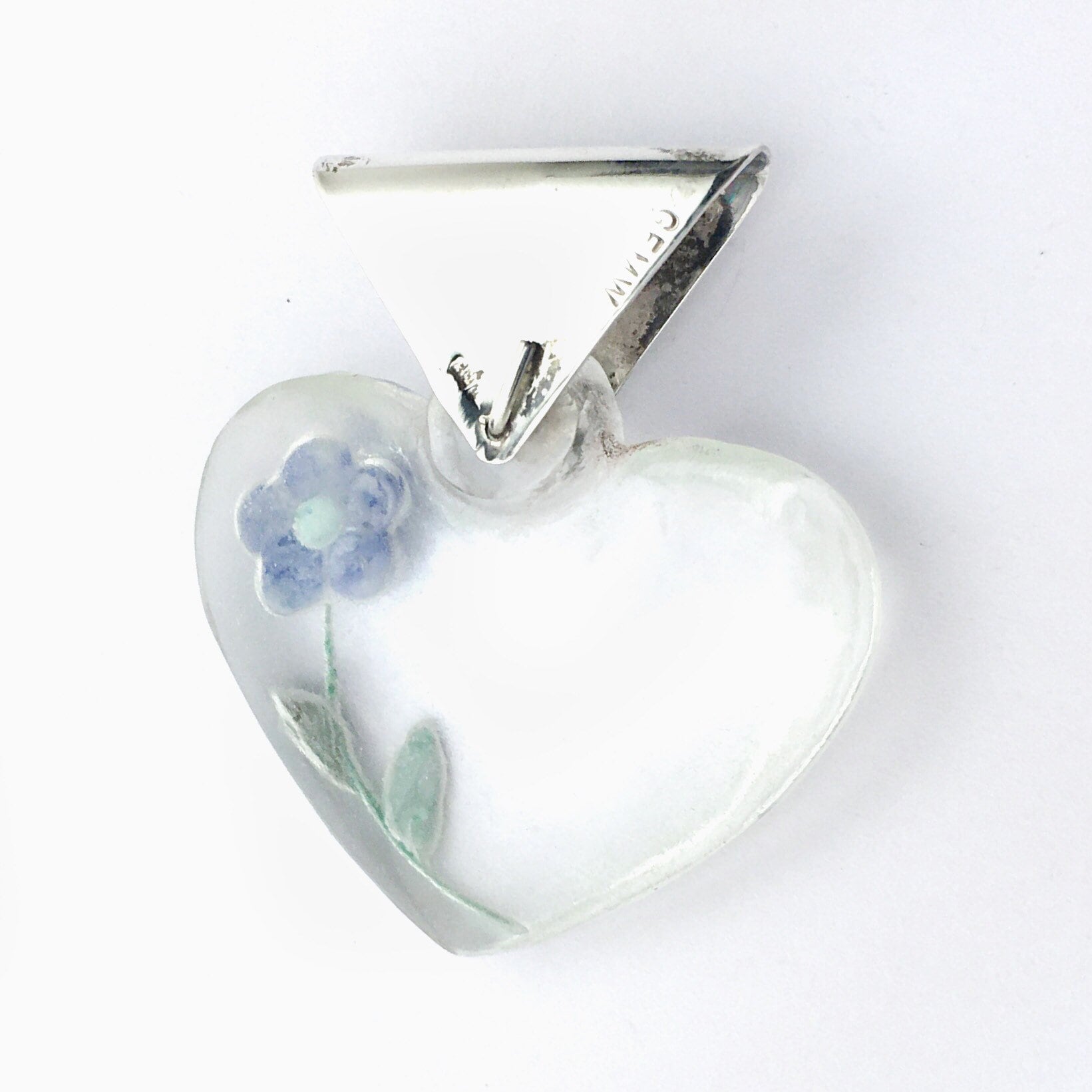 Vintage Heart and Flower Inlay Pendant in Sterling Silver With | Etsy