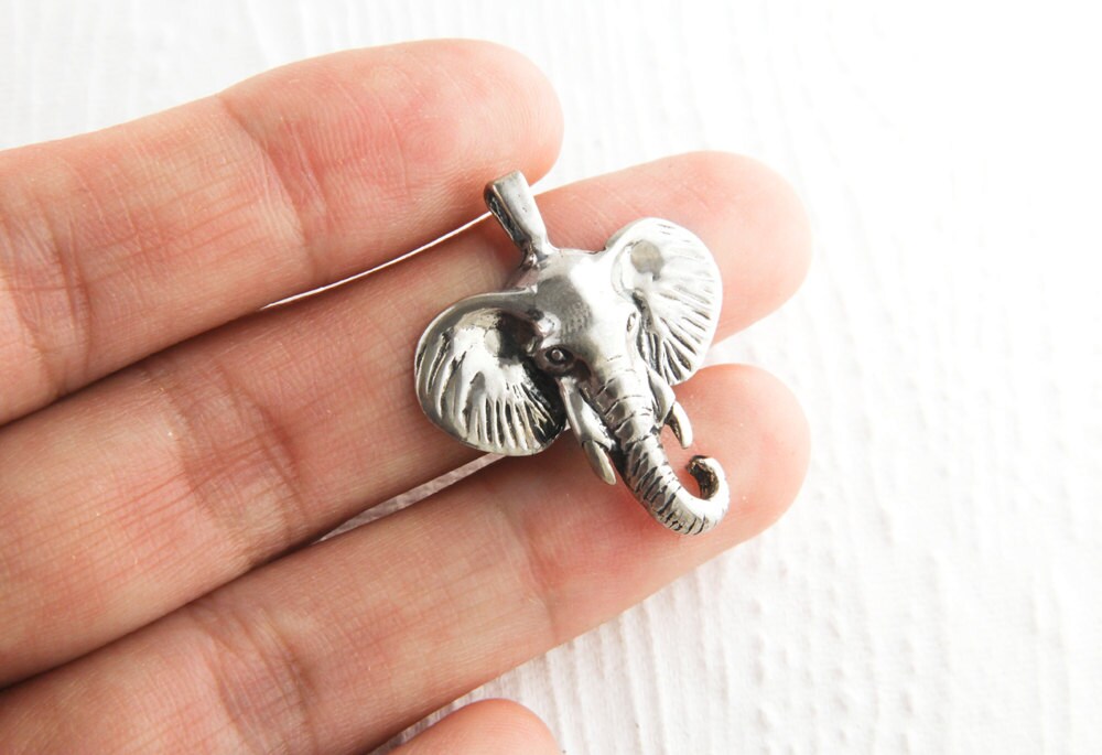 Vintage Elephant Head Sterling Silver Pendant - Etsy
