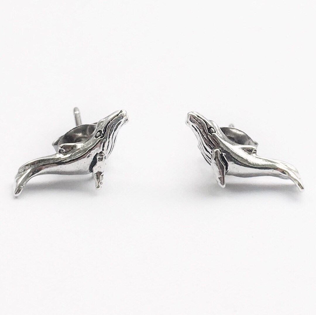 Small Blue Whale Sterling Silver Stud Post Earrings - Etsy