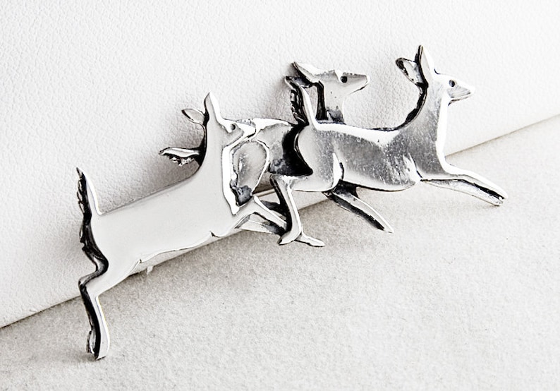 Running Deer Sterling Silver Pin Brooch | Etsy