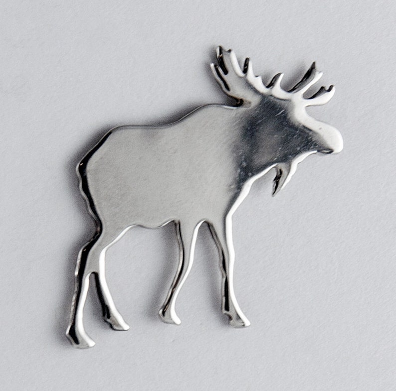 Moose sterling silver tie tack Silver Moose lapel pin | Etsy