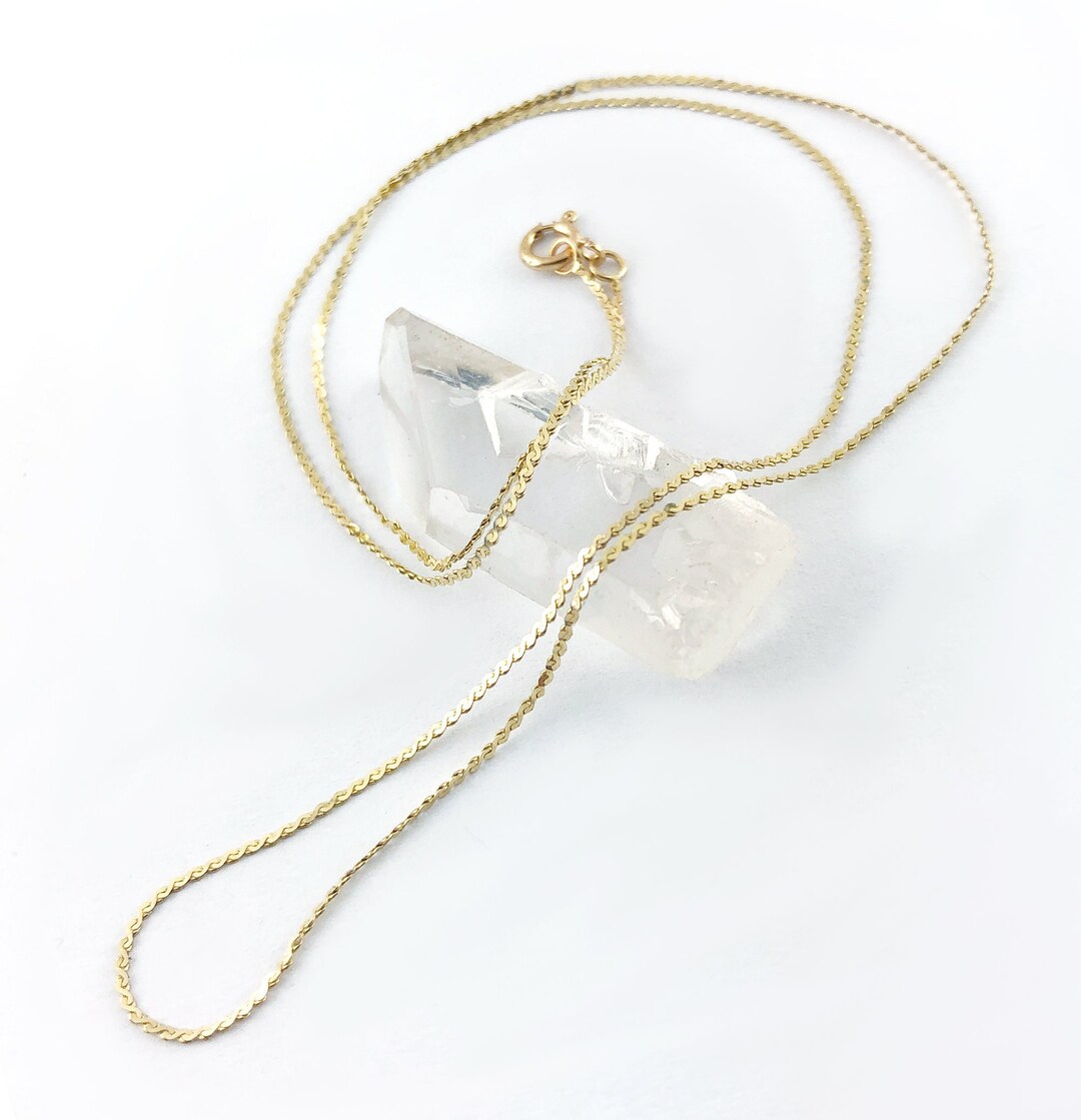 Dainty Solid 14k Gold Serpentine Chain, 16 Inch Gold Chain, Solid Gold ...