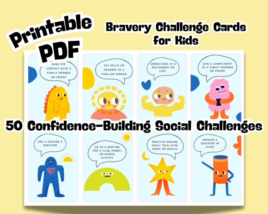 Printable Bravery Cards for Kids With Social Anxiety – 50 Confidence ...