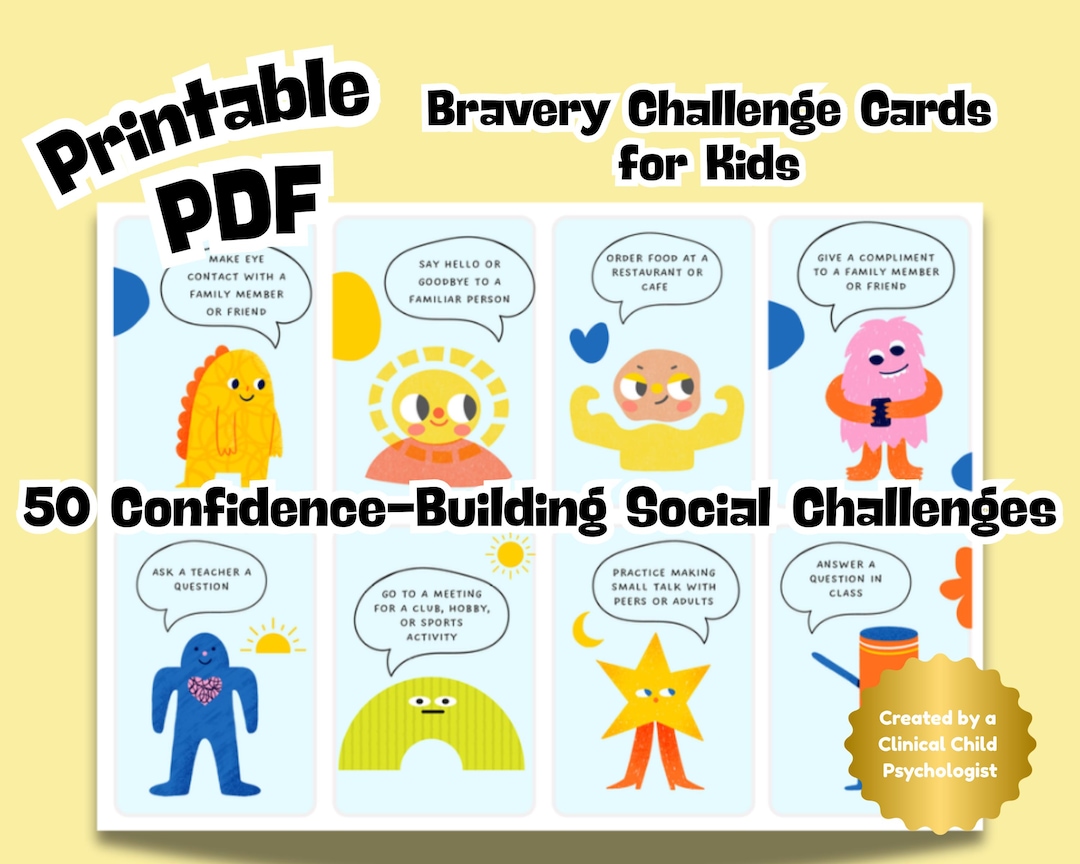 Social Anxiety Bravery Challenge Cards for Kids (PDF) - Etsy