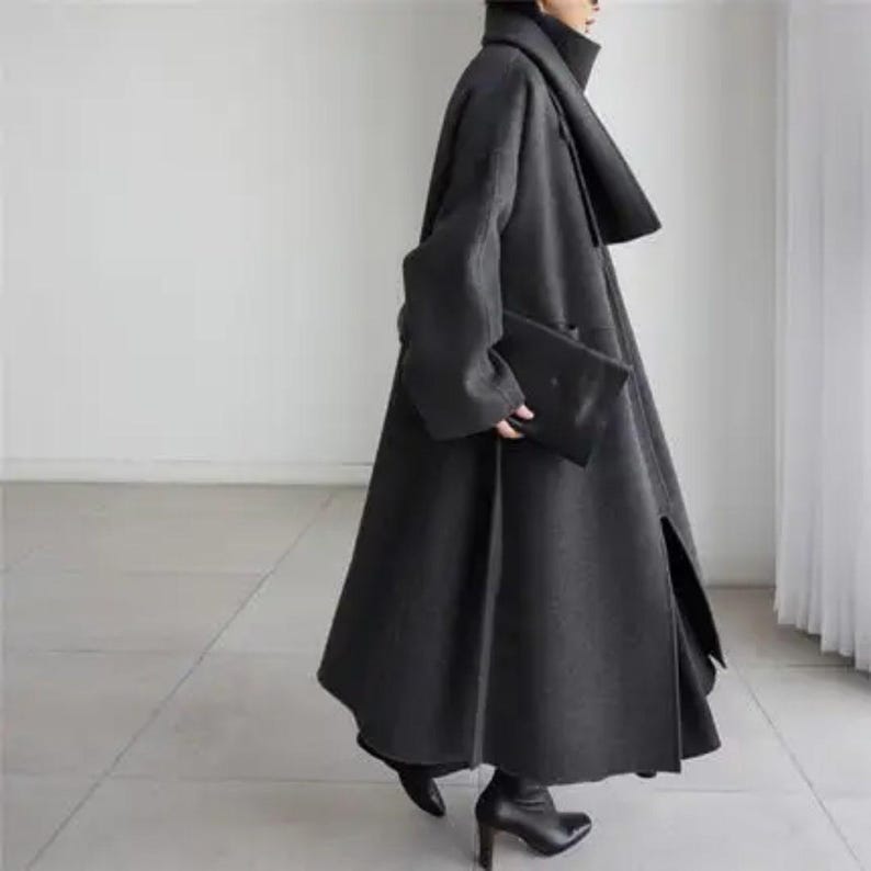 Oversized Maxi Coat – Long Belted Winter Trench Coat, Elegant Warm ...