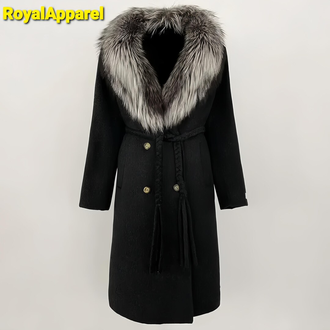 Cream Wool Maxi Coat: Faux Fur Collar, Belted Winter Overcoat - Etsy