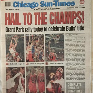 Chicago Bulls "hail to the Champions" - 4th Championship 1996 - Etsy