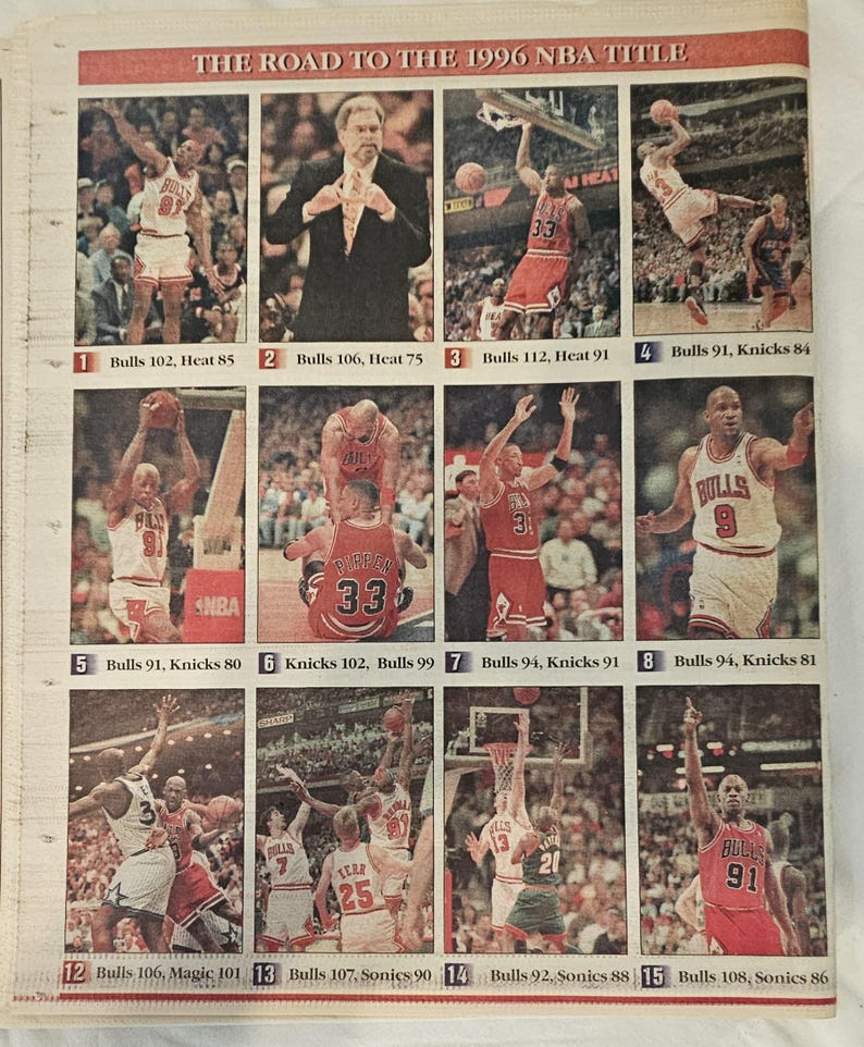 Chicago Bulls "hail to the Champions" - 4th Championship 1996 - Etsy