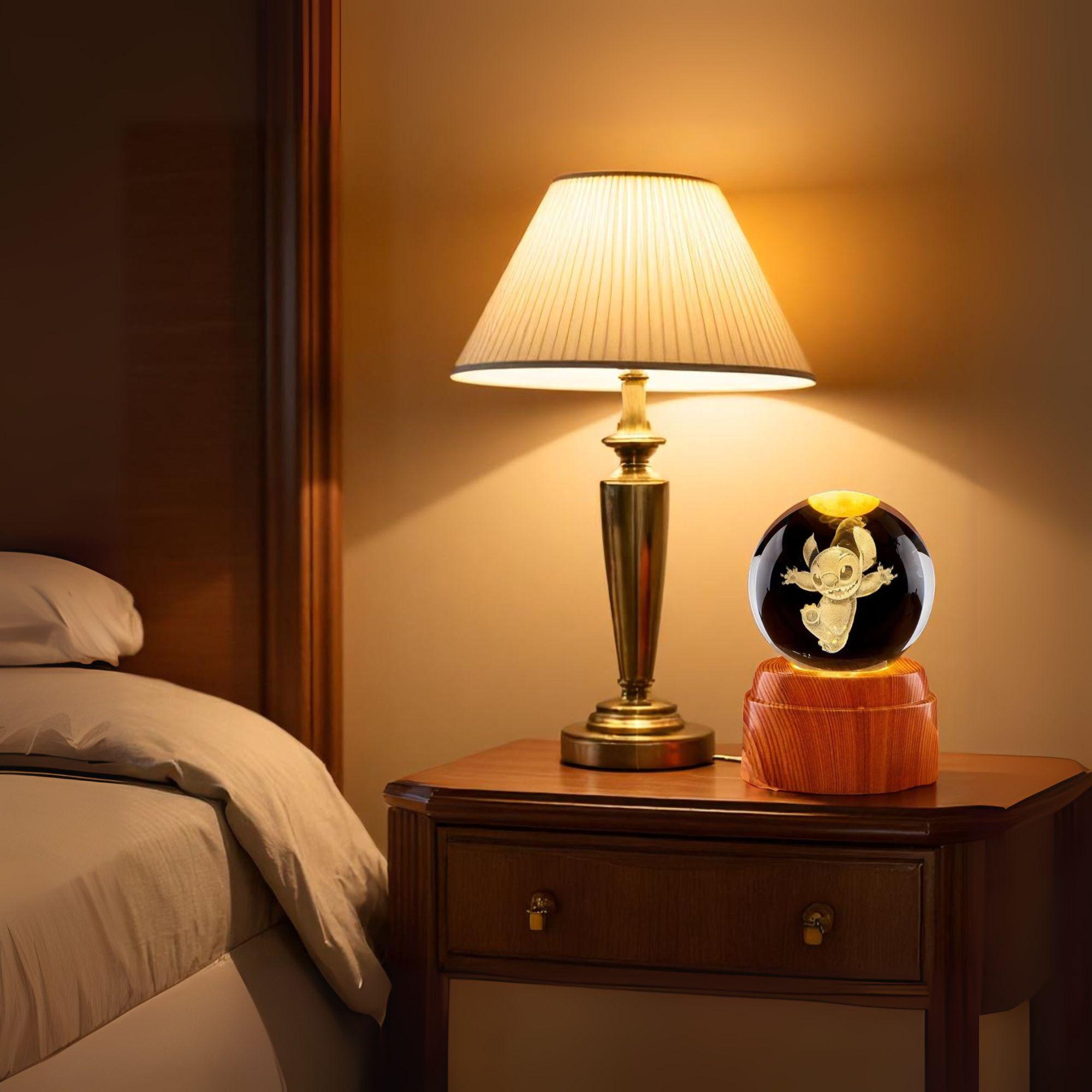 Stitch 3D Crystal Ball Night Light – Rotating Laser Carving Lamp ...